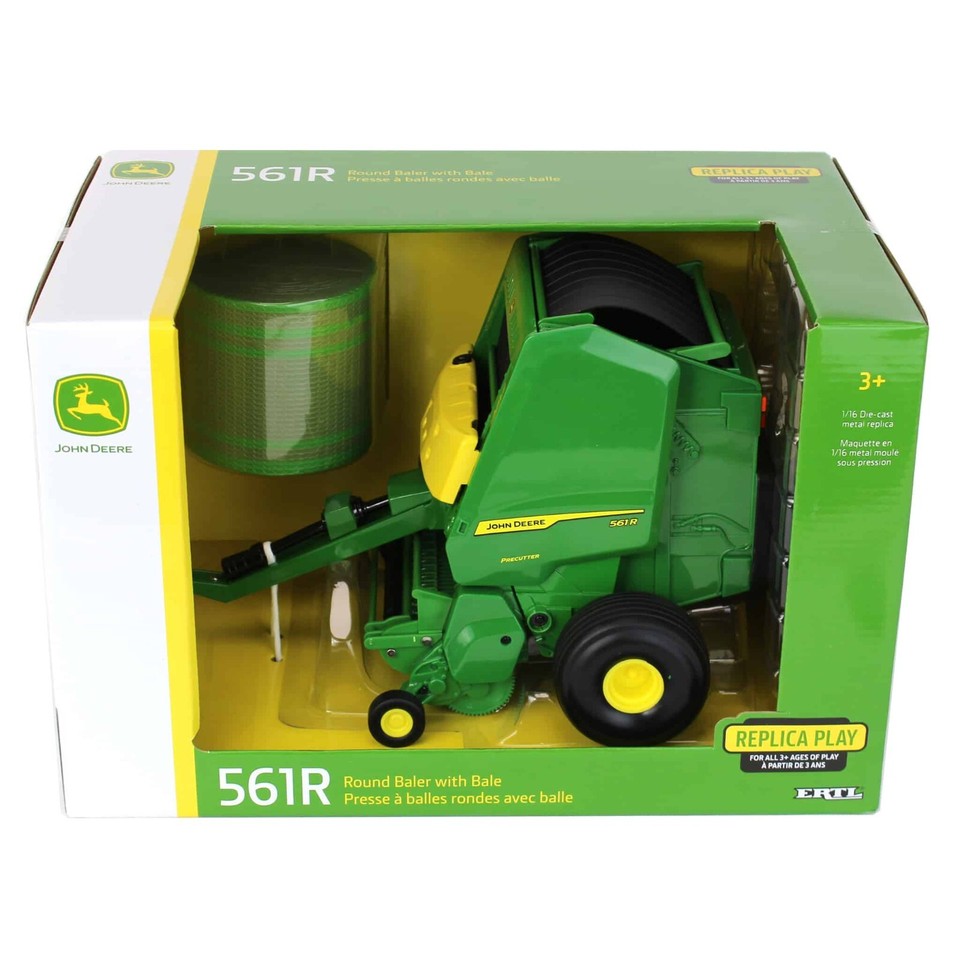 John Deere 561R Round Baler w/ Bale Diecast 1:16 Scale Model - ERTL ...