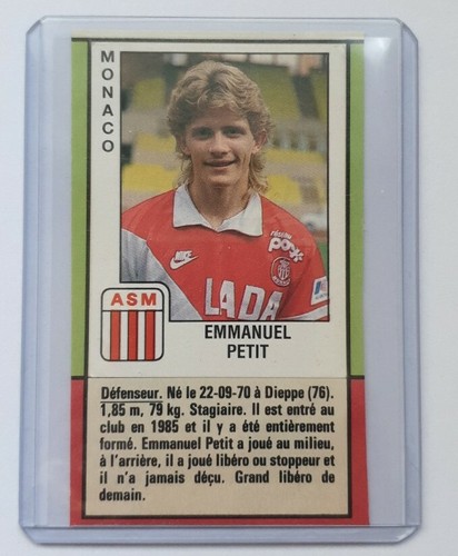 EMMANUEL PETIT ROOKIE #179 MONACO PANINI FOOT 90 RECUPERATION ! FRANCE ...