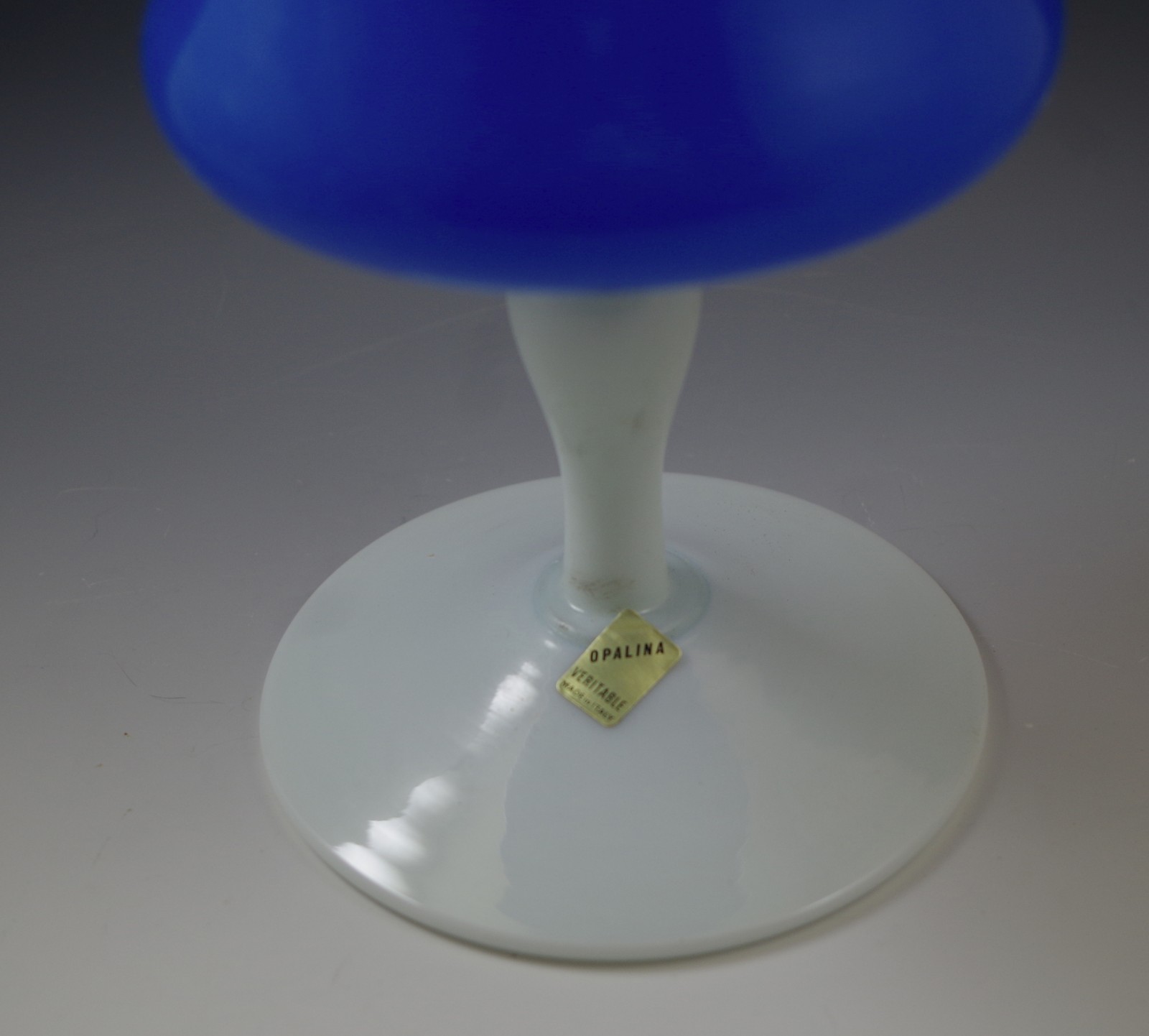 MID CENTURY EMPOLI ITALY OPALINE VERITABLE LARGE GOBLET VASE ORIG ...