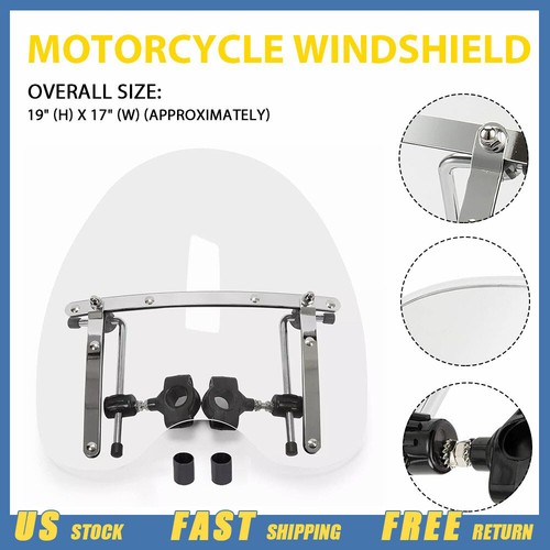 Motorcycle Large Windshield Clear Fit Harley Honda Magna Shadow Spirit ...