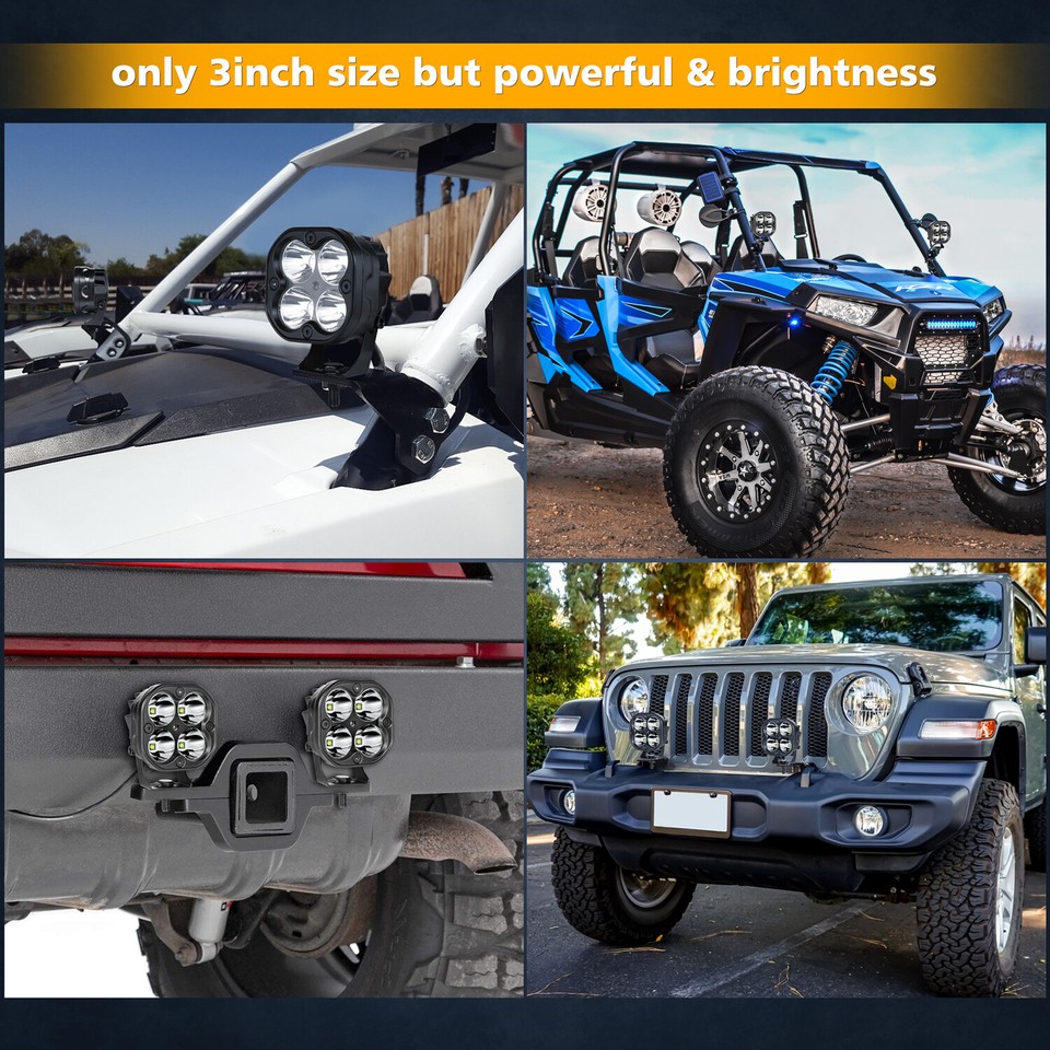 2x 3" 80W Cube LED Work Light Bar Spot Pods Driving Fog Off road 4WD ...