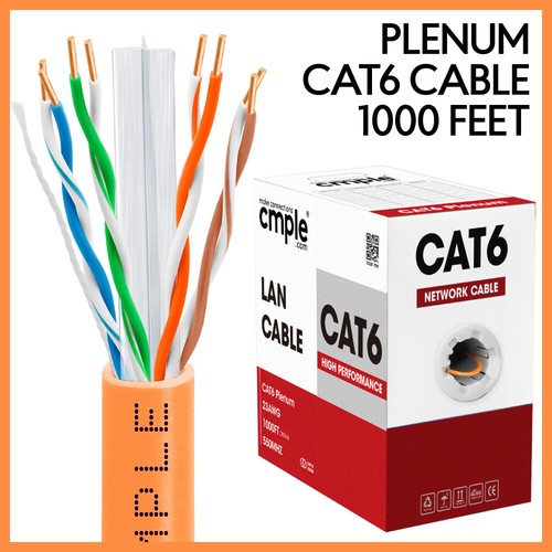 Cat6 Plenum Cable 1000 Feet CMP Cat 6 Ethernet Network Wire Internet ...