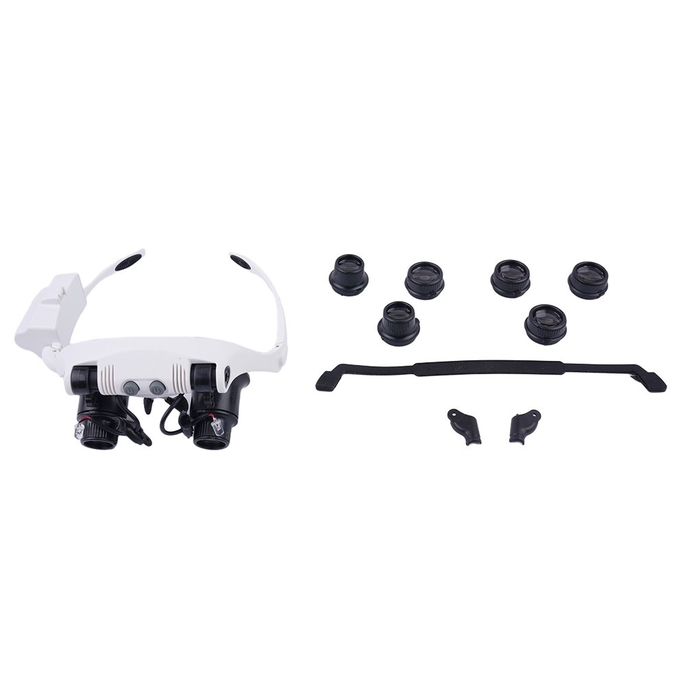 Jeweler Head Loupe Magnifying Glass with Adjustable LED and 4 Pairs of ...