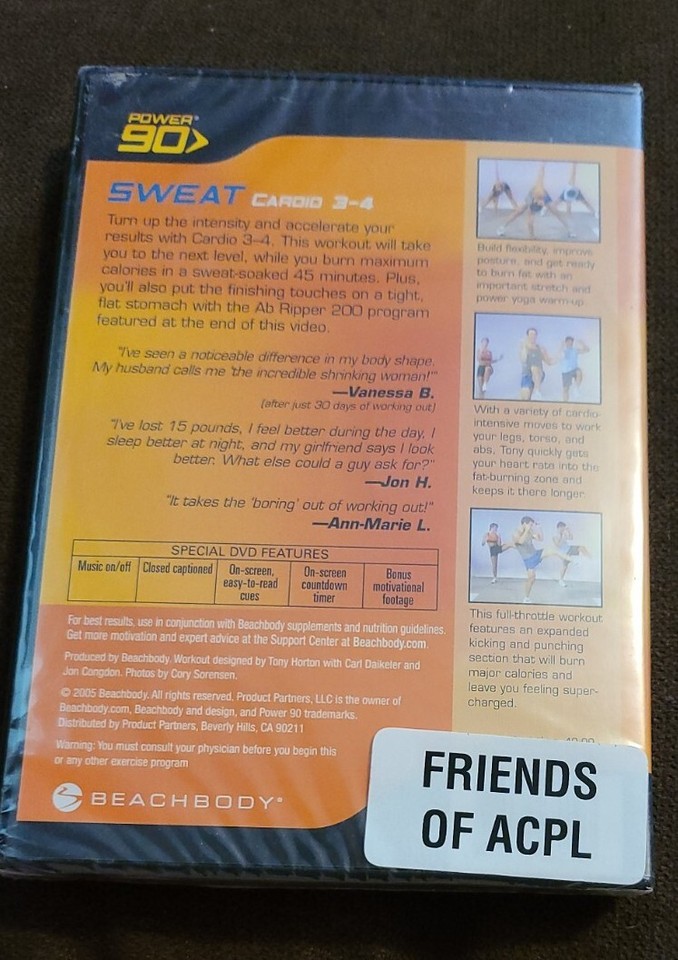 Beachbody Power 90 - Sweat Cardio 3-4 with Tony Horton New Factory ...