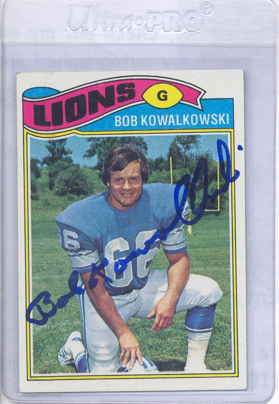 Bob Kowalkowski 1977 Topps #344 Autographed Football Card Detroit Lions ...
