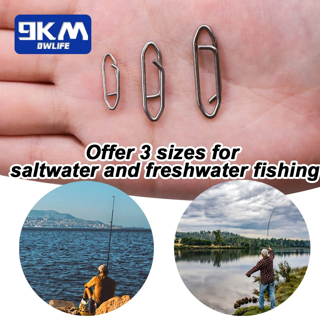 9KM Power Fishing Clips 50~200Pcs Saltwater Fishing Snaps Stainless ...