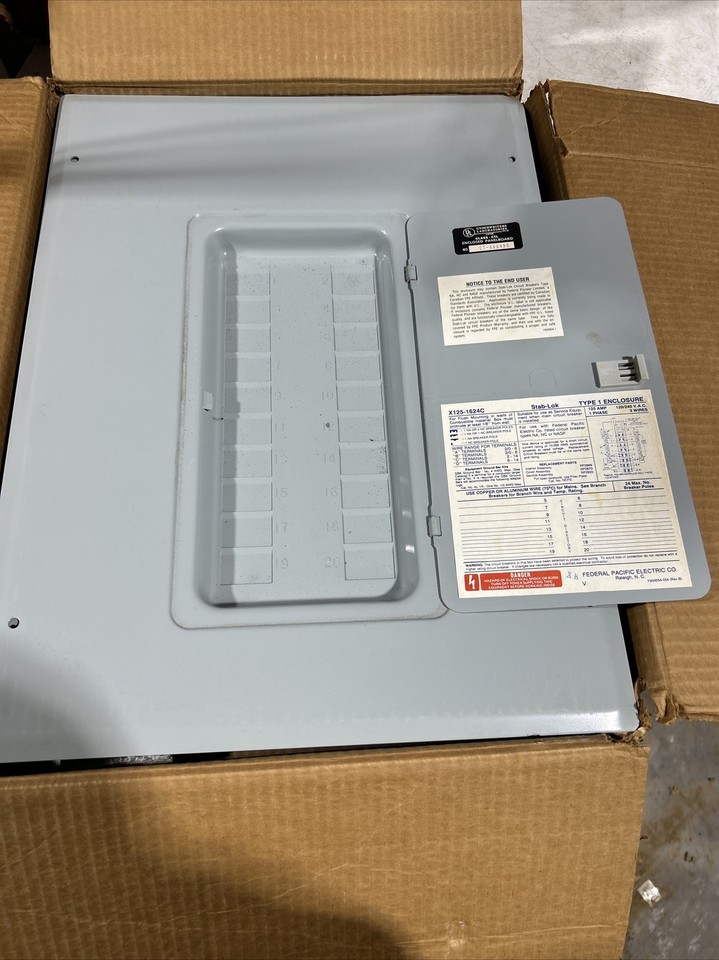 FEDERAL PACIFIC X125-1624C 125A 120/240V 1PH/3W STAB- LOK LOAD CENTER ...