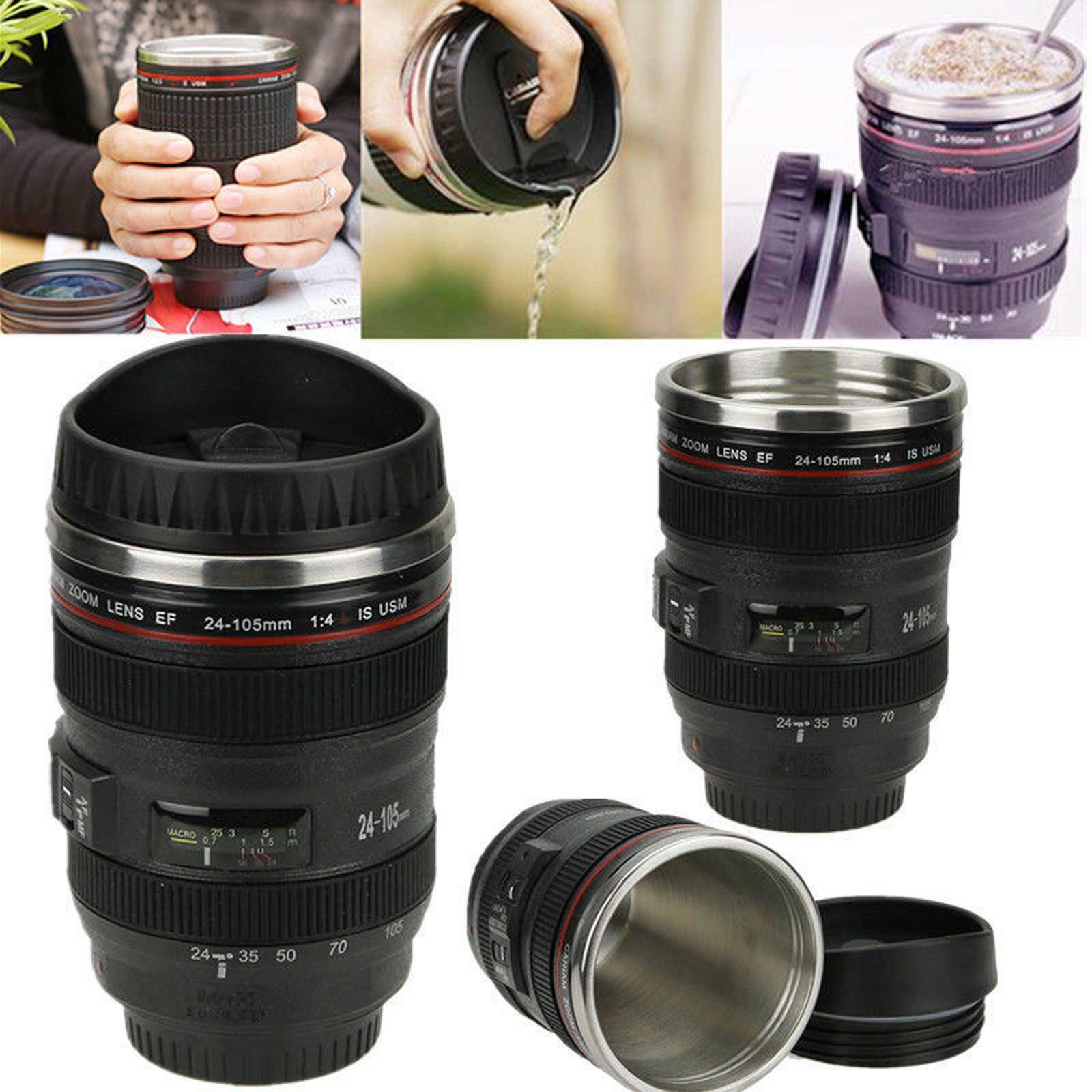 Camera Lens Mug Coffee Tea Stainless Steel Travel Cup Thermos Flask ...