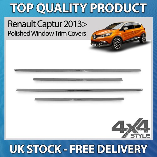 FITS RENAULT CAPTUR 13> POLISHED CHROME DOOR SIDE WINDOW TRIM COVER ...