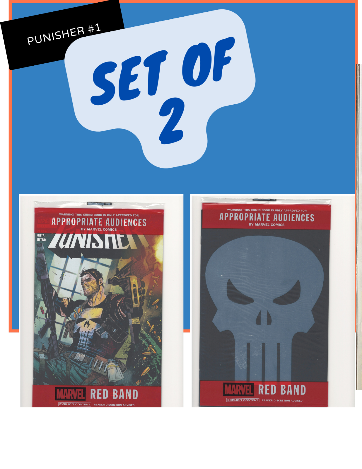 PUNISHER #1 RED BAND SET OF 2 NM 1ST PRINT FOIL LOGO + CHECHETTO ...