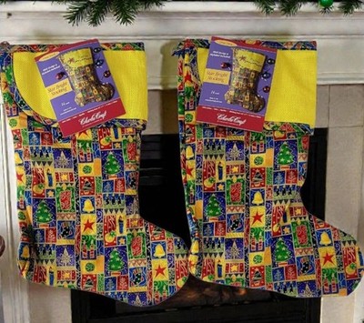 Pair of New Charles Craft Cross Stitch Star Bright Stocking Christmas ...