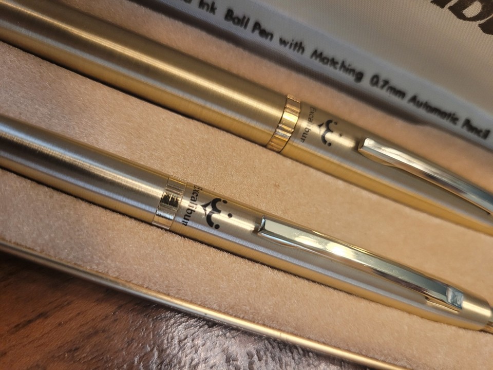 Vintage Gold Pentel Excalibur Pen & Pencil 0.7mm Japan with Case. Free ...