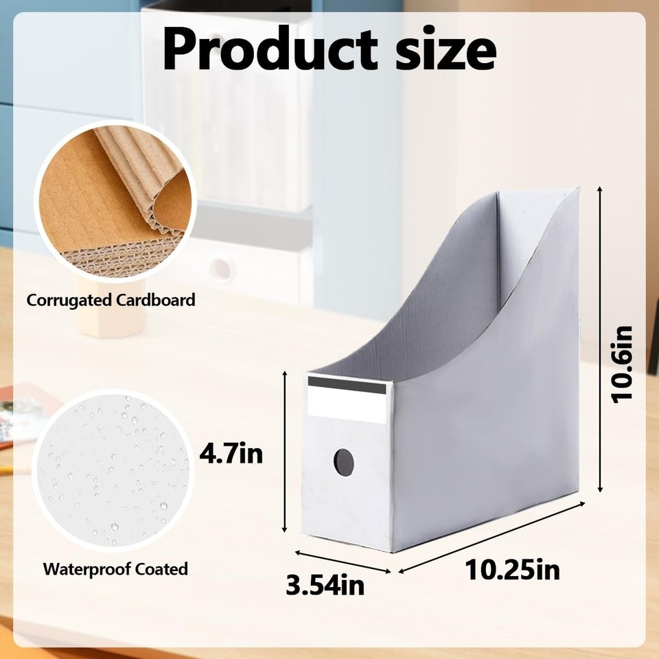 Cardboard Magazine File Holders Organizer Box Document Storage White 24 ...