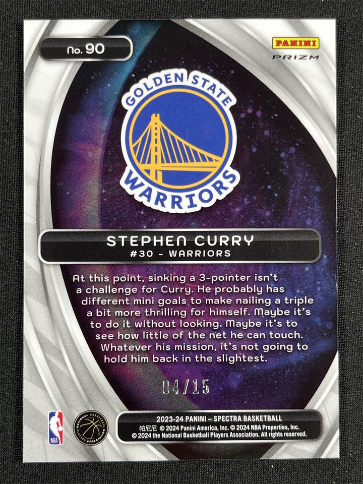 2023-24 Panini Spectra Stephen Curry Titan Purple Scope Fotl Prizm 04/ ...