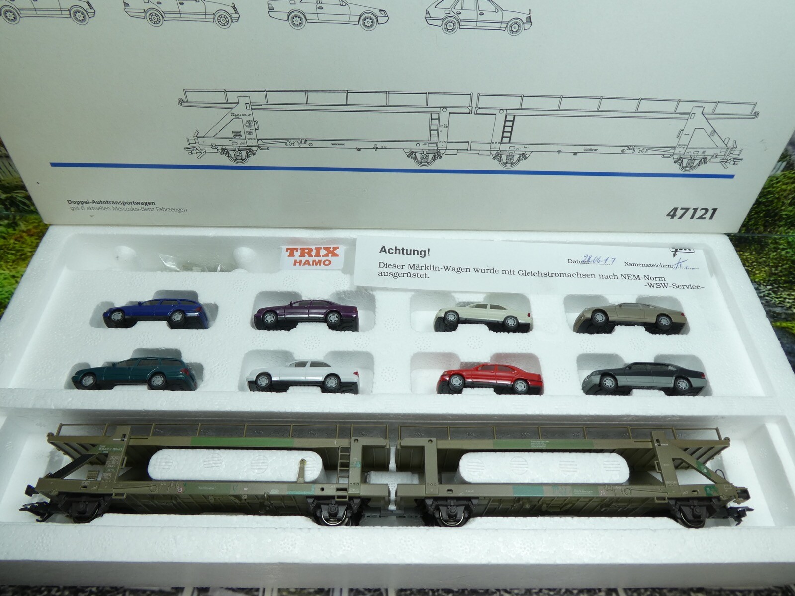 Märklin HAMO 47121 - H0 - Doppelstock-Autotransporter mit MB-Autos ...