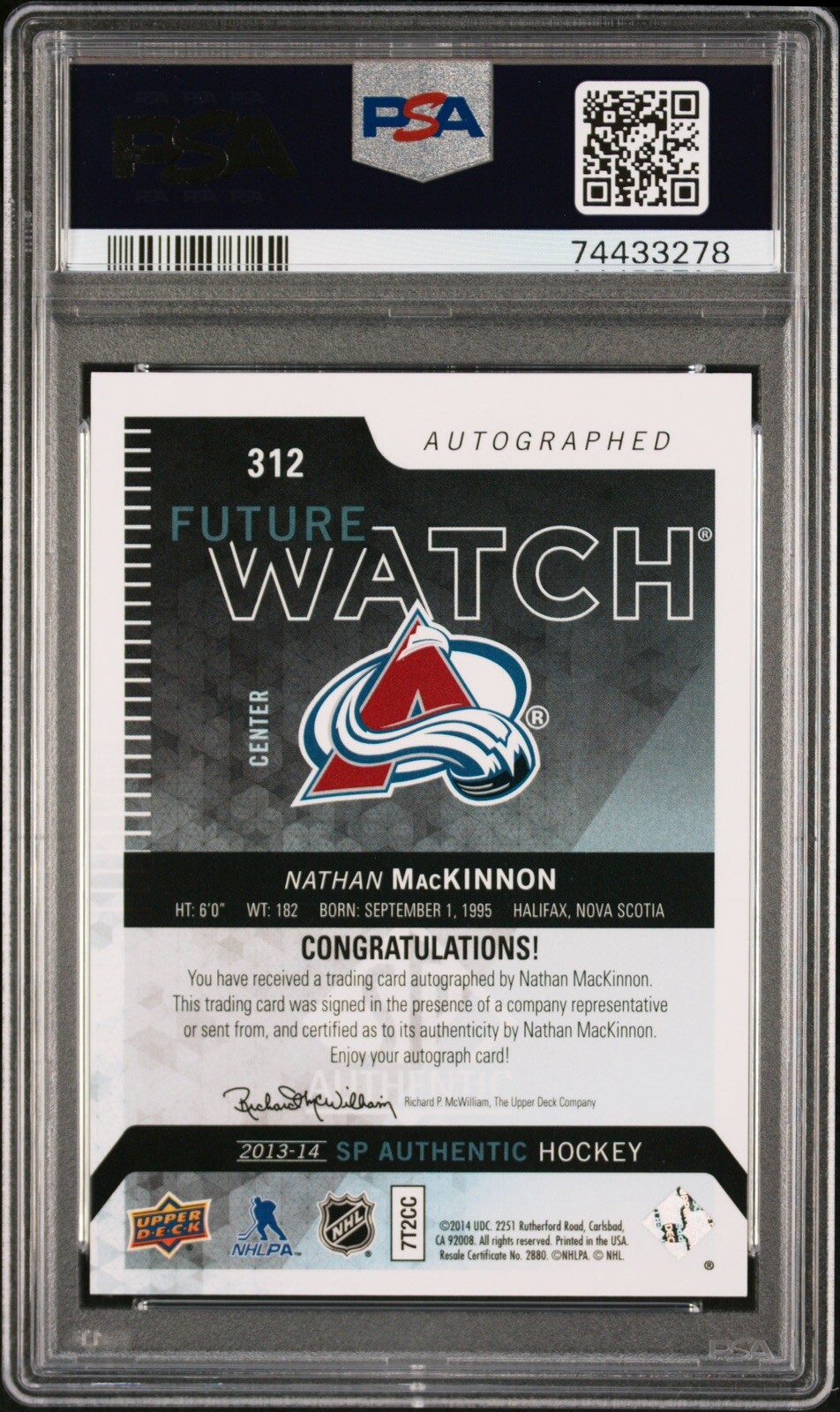 2013-14+SP+Authentic+-+Future+Watch+%23312+Nathan+MacKinnon+%2F999 ...