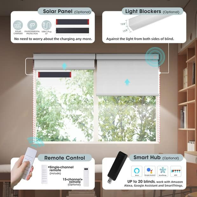 Motorized Blinds with Remote: Battery Powered Control Electric Smart ...