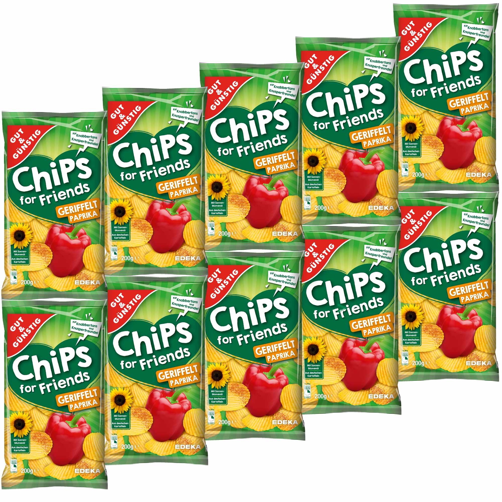 Gut&Günstig Paprika-Chips for Friends geriffelt Kartoffelchips VPE ...