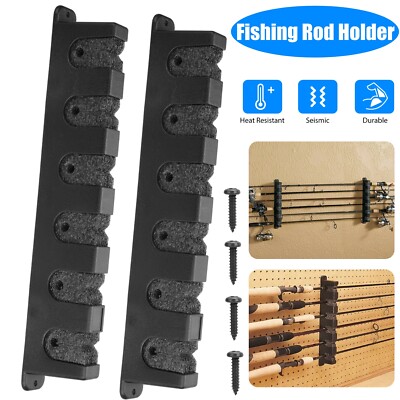 Horizontal Boat Fishing 6 Rod Rack Wall Mount Vertical Holder Pole ...