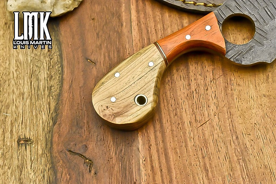 LMK Hand Crafted Skinner Knife D2 Tool Steel Olive Wood Wooden Bolster ...