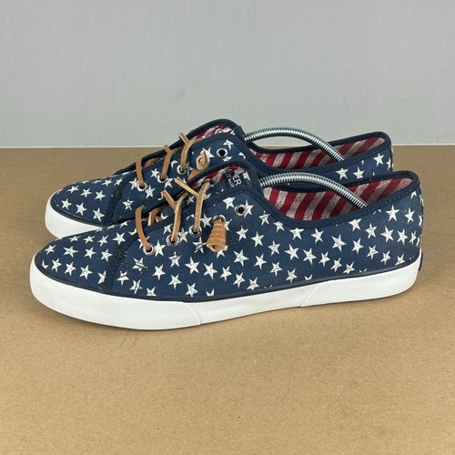 Sperry Top Sider Stars Patriotic USA Sneakers Womens 11 Navy Blue White ...