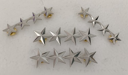 1 PAIR silver US ARMY OFFICER 4 STAR GENERAL RANK PIN METAL BADGE ...