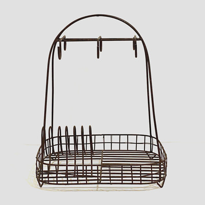 Rustic Wire Farmhouse Dish Rack 6 Place Setting Caddy Coffee Bar ...