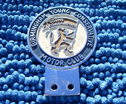 VINTAGE 1960s BIRMINGHAM YOUNG CONSERVATIVES MOTOR CLUB CAR BADGE ~OLD ...