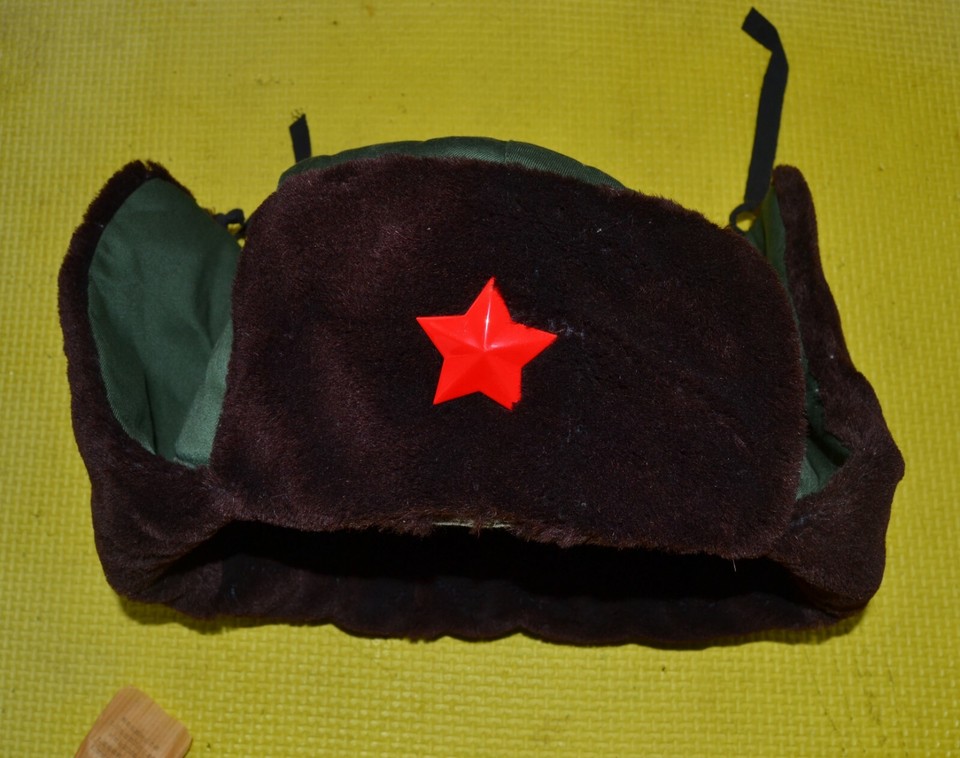 Chinese Military Issue PLA ARMY Winter Ushanka Hat with Metal Red Star ...