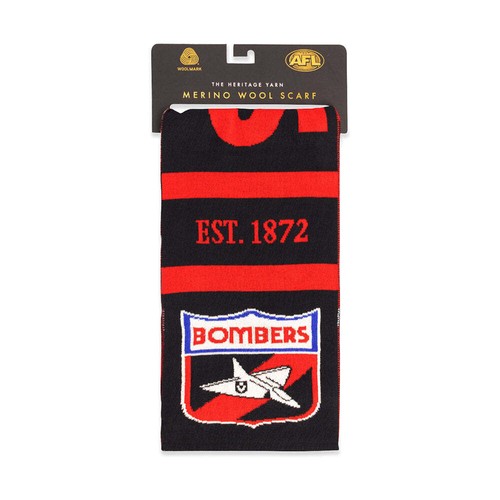 Essendon Bombers AFL Adults Merino Wool Retro Heritage Throwback Scarf ...