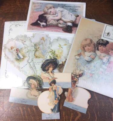 Vintage Lot Victorian-Inspired Paper Fan Place Card Set Perfume Ad ...