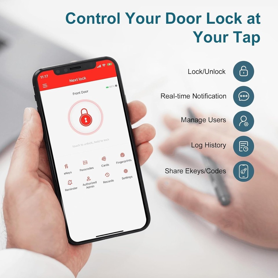 SMONET Fingerprint Smart Lock Keyless Entry Door Lock Electronic Keypad ...