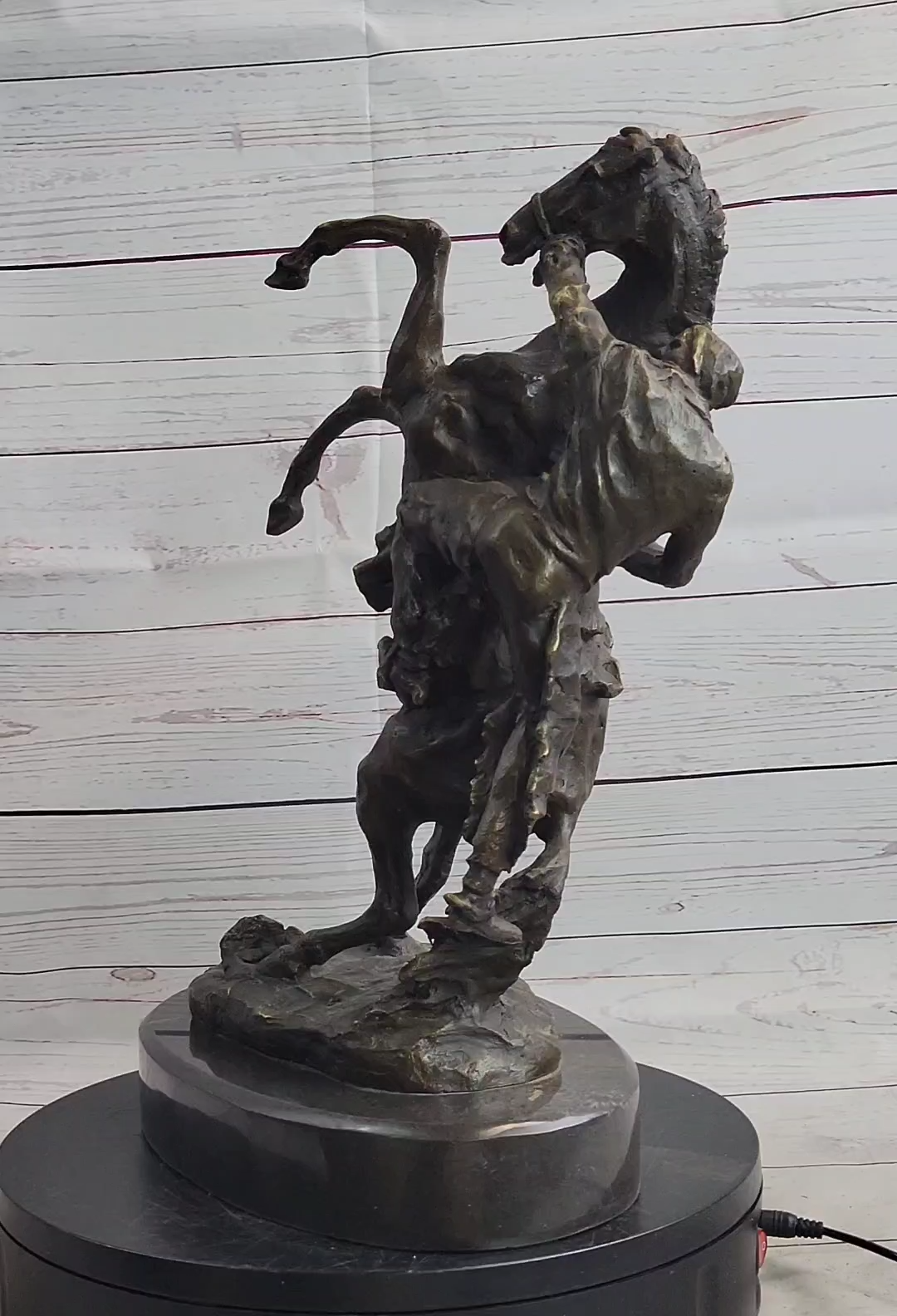 Cowboy Bucked off Rearing Horse Bronze Sculpture Statue Country Western ...