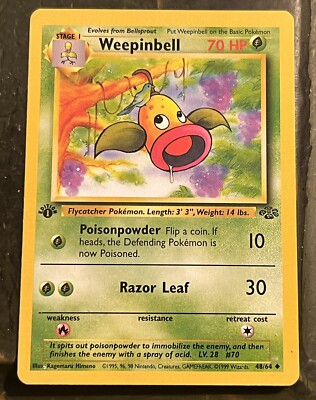 1995 Pokemon Card 1st Edition **Weepinbell* - Jungle Set No.48/64 Mint ...
