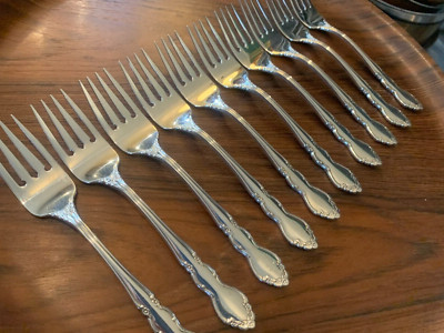 Lot 10 6-1/2" Salad Forks Oneida Dover Glossy Stainless Flatware Lot USA | eBay