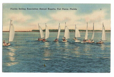 Fort Ft Pierce FL Postcard Florida Regatta Sailboats Boats | eBay