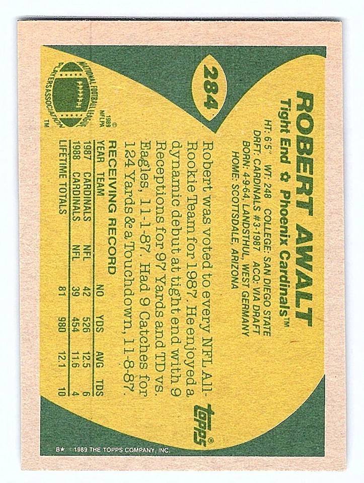 1989 Topps #284 Robert Awalt - FREE SHIPPING | eBay