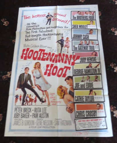 HOOTENANNY HOOT FOLDED ORIG. MOVIE POSTER 1963 27X41" JOHNNY CASH | eBay