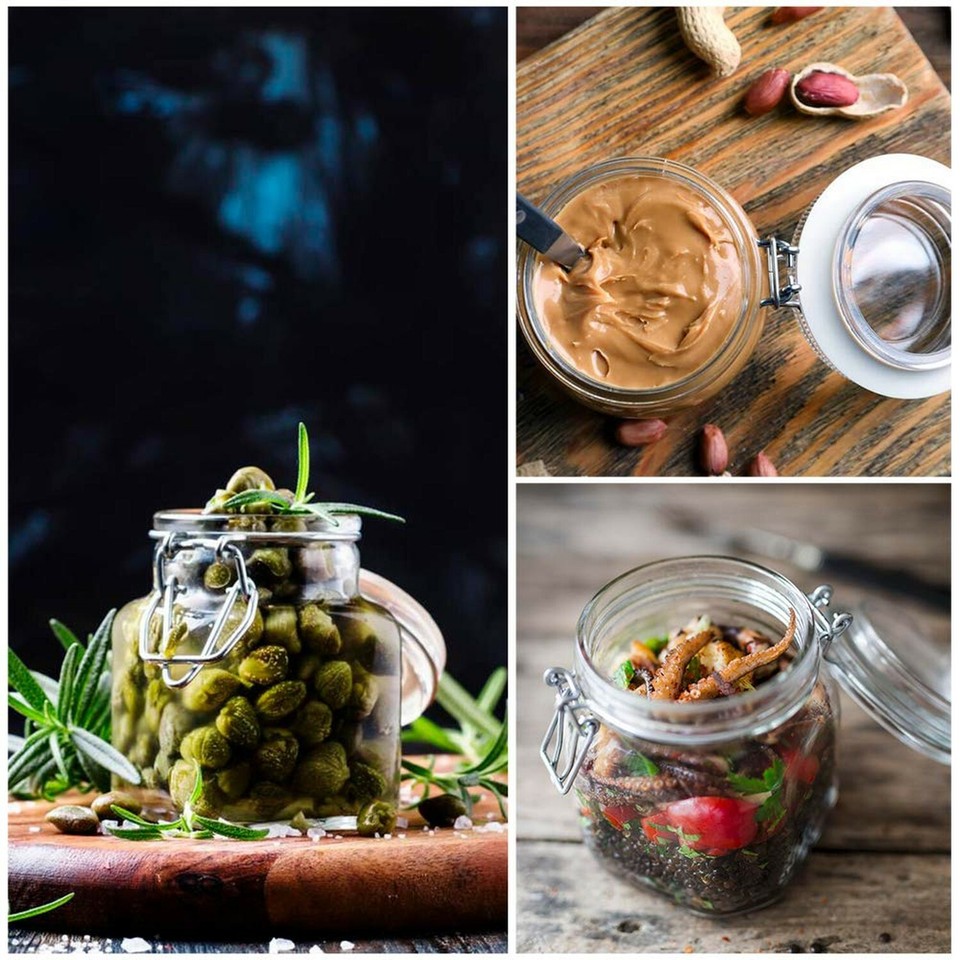 Spice Jars, SPANLA 12 Pack 4oz Small Glass Jars with Airtight Hinged ...