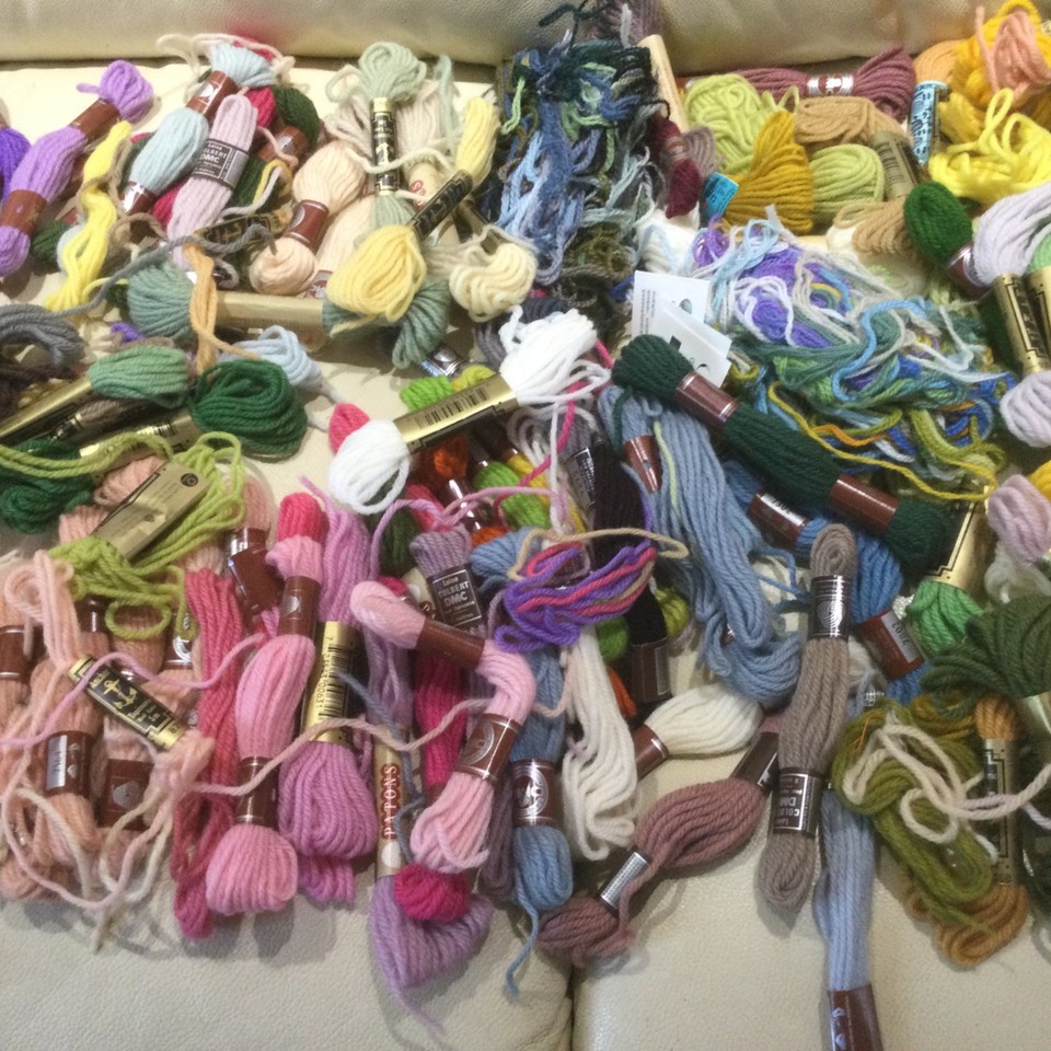 63 Anchor & DMC Wool Bundle Tapestry Job Lot Various Colours and Load ...