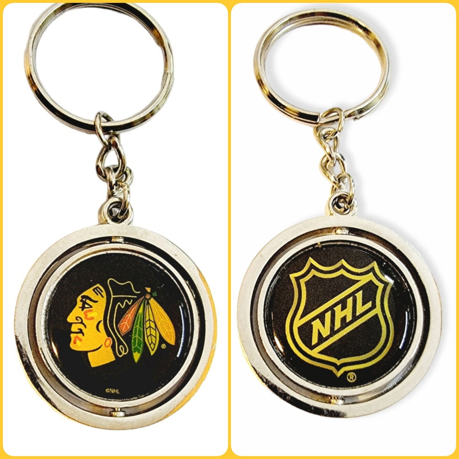 Chicago Blackhawks Spinner Keychain NHL Hockey Team Souvenir Spinning ...