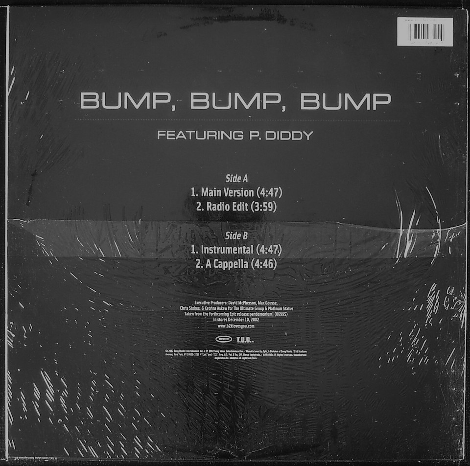 B2K / P. DIDDY "BUMP BUMP BUMP" 2002 12" VINYL 4 TRACKS HIP HOP ~RARE ...