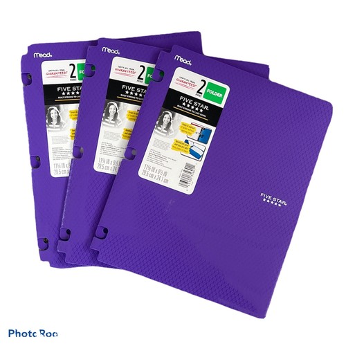 Five Star Snap-In Plastic Binders 2 Pocket-Purple -3 Pack-New | eBay