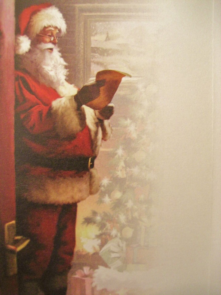 Vintage Christmas Greeting Card Santa Claus Reading Letter by Keith ...
