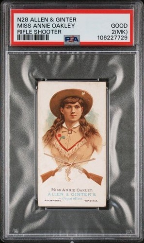 Rare 1888 N28 Allen & Ginter Rifle Shooter Annie Oakley PSA 2(MK) Good ...