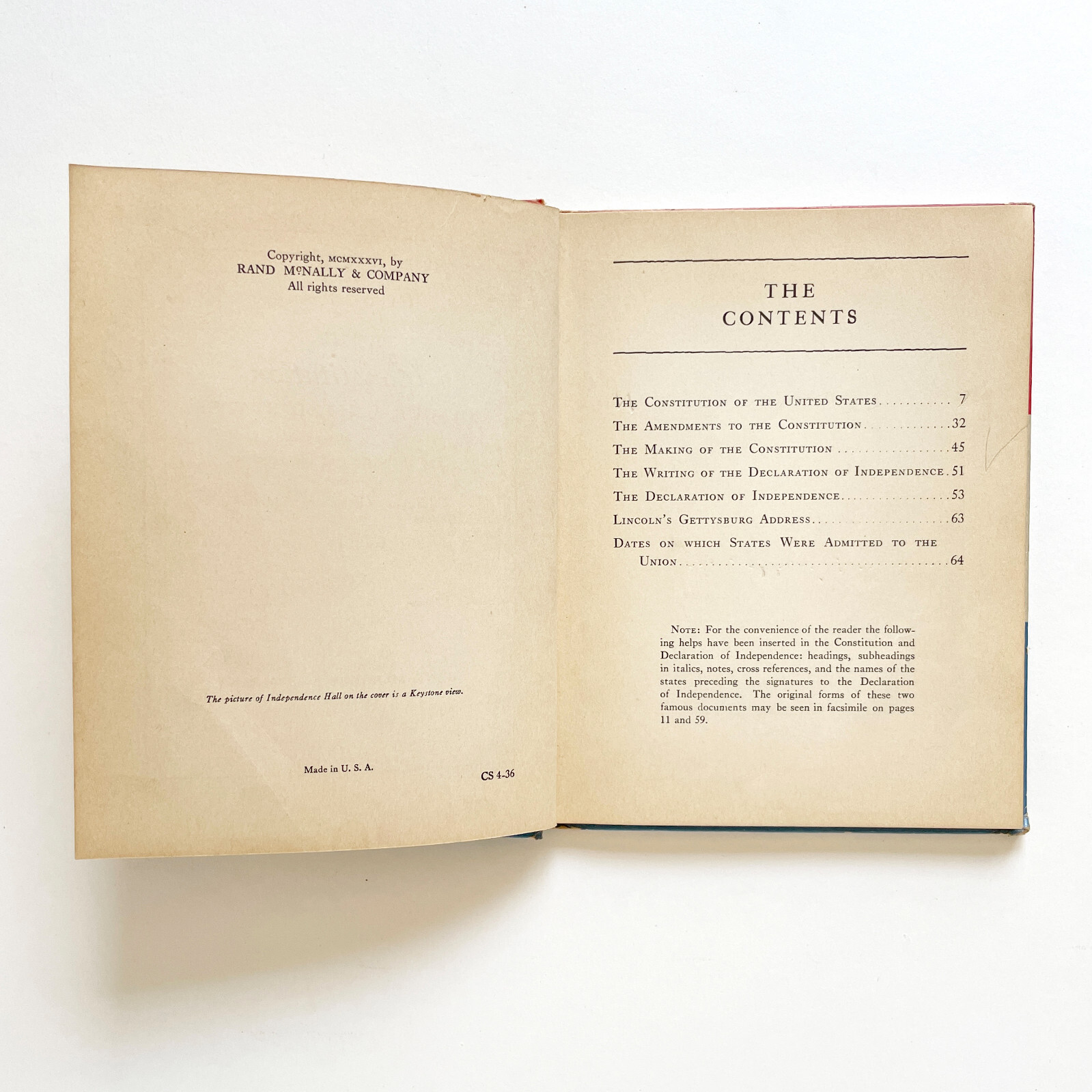 1936 Constitution Of Our United States • Hardcover Book • + Gettysburg ...