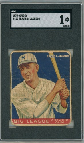 1933 Goudey #102 Travis Jackson New York Giants SGC 1 | eBay