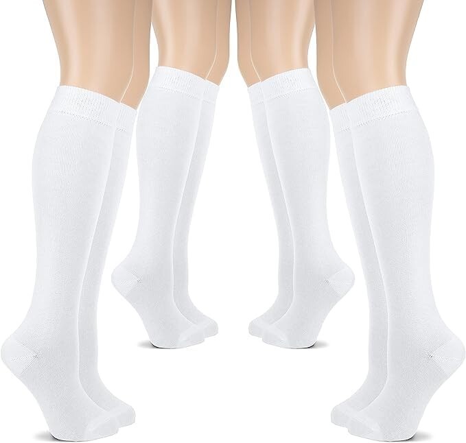 Girls Cotton Rich Knee High School Socks Comfort Fit for Uniform, Party ...