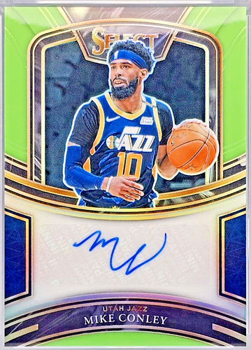 Mike Conley Auto 2020-21 Panini Select Signatures Neon Green Prizm /49 ...