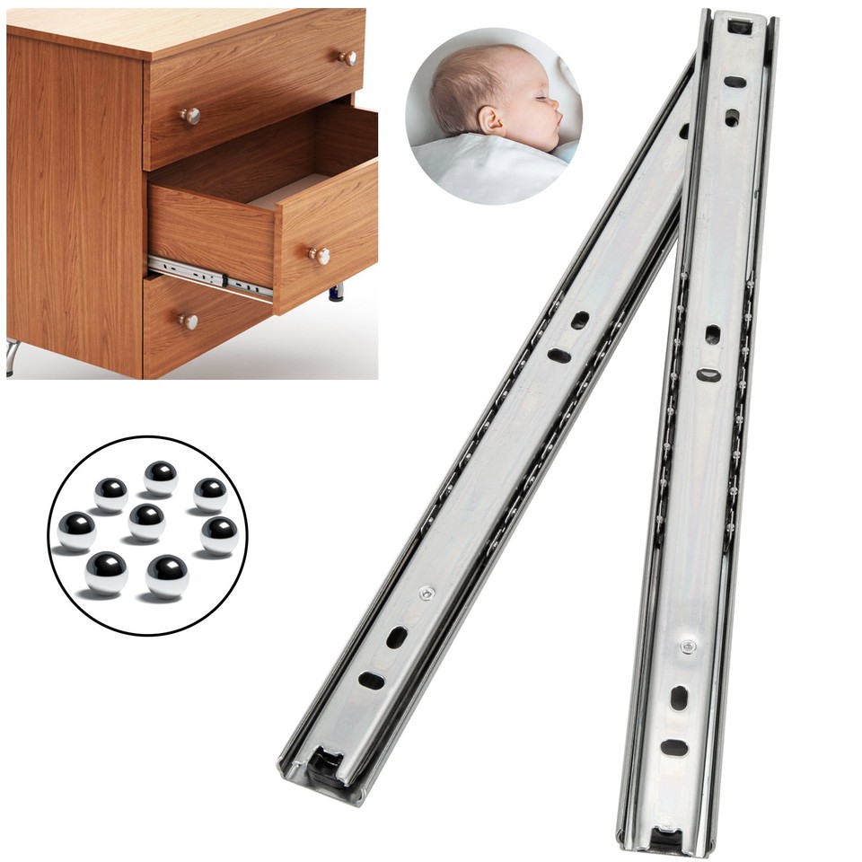 1-10Pairs Drawer Runners Ball Bearing Groove Slides Metal Rails 17mm ...